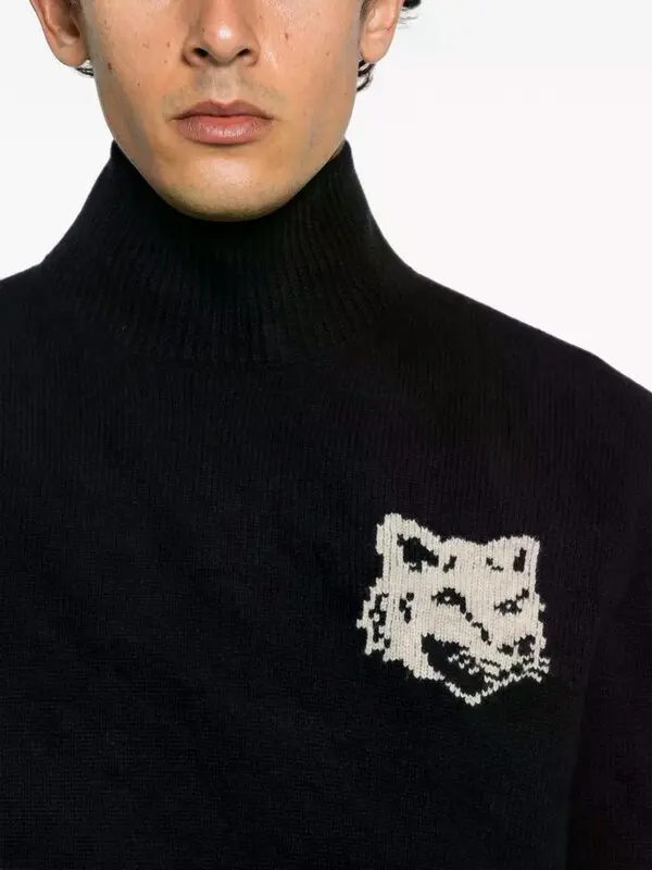 Maison Kitsuné Fox-intarsia High-neck Sweater