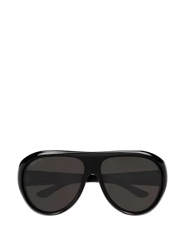 Gucci Logo-detail Pilot-frame Sunglasses - Black