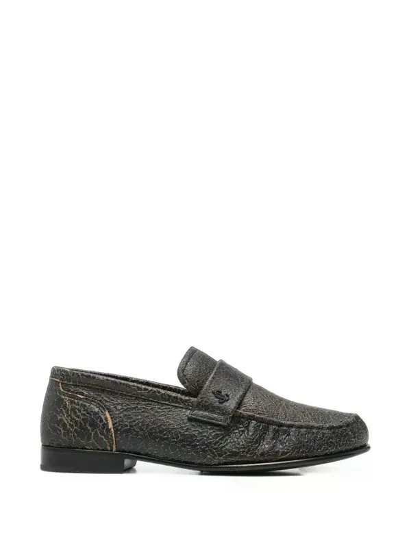 JIMMY CHOO Crackle-effect Leather Loafers
