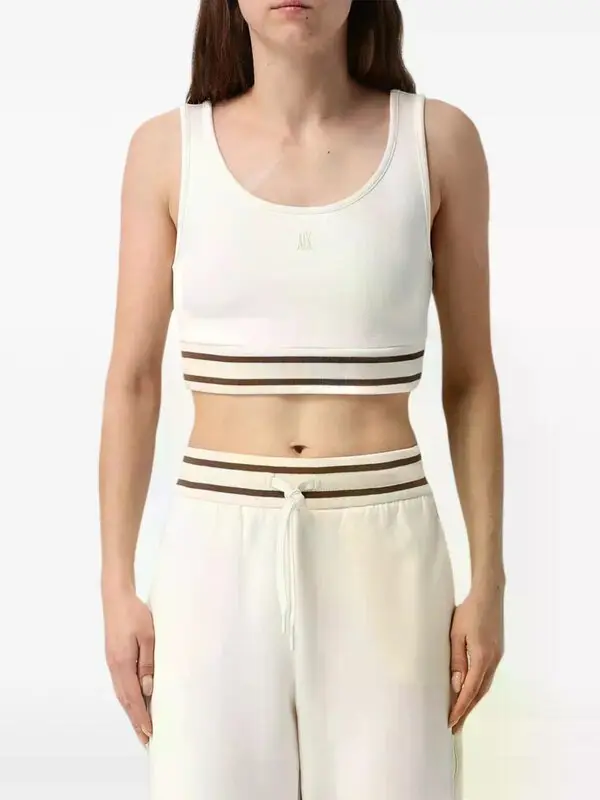 Emporio Armani Logo-embroidered Striped-trim Crop Top