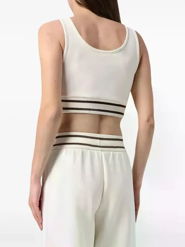 Emporio Armani Logo-embroidered Striped-trim Crop Top