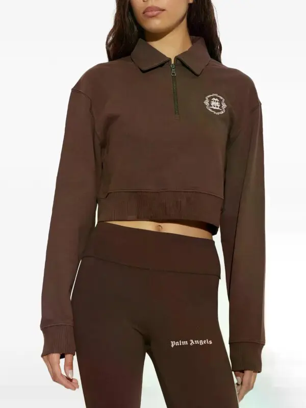 Palm Angels Cropped Quarter-zip Sweater