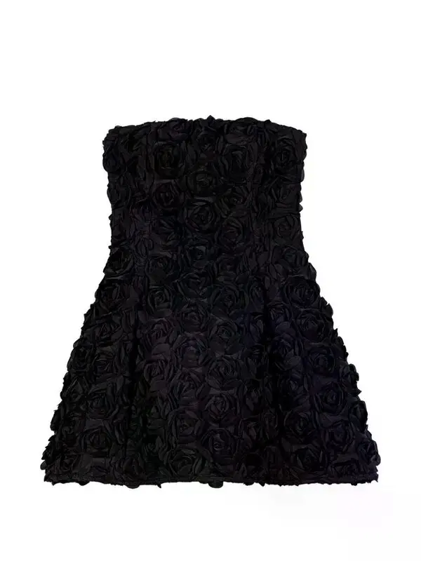 Maje Floral-appliqué Strapless Mini Dress - Black