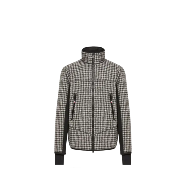 Moncler Wool Blend Vichy Zip-up Sweatshirt
