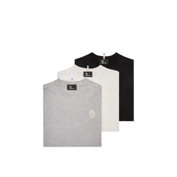 Moncler Logo Patch Cotton Blend T-shirt - Gray