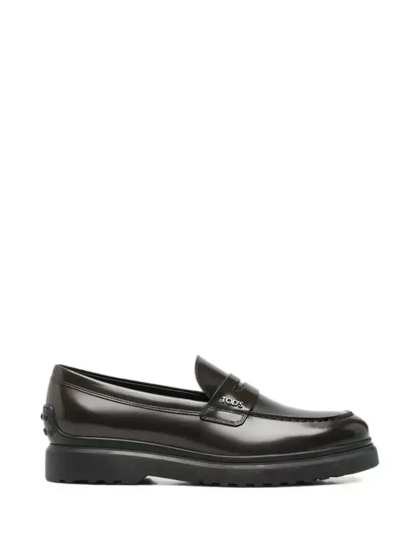 TOD'S Logo-plaque Leather Loafers