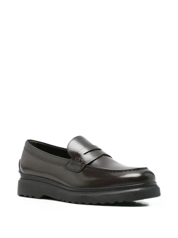 TOD'S Logo-plaque Leather Loafers