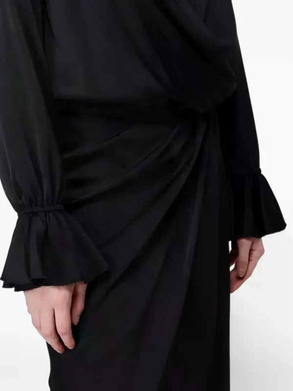HANITA Wrap-style Ruffled-cuff Blouse
