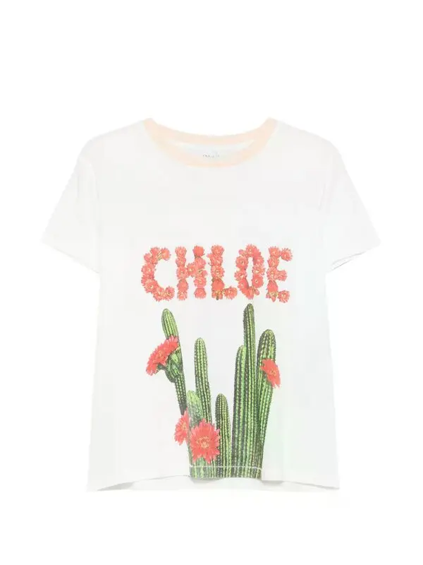 Chloé Cactus-print T-shirt - White