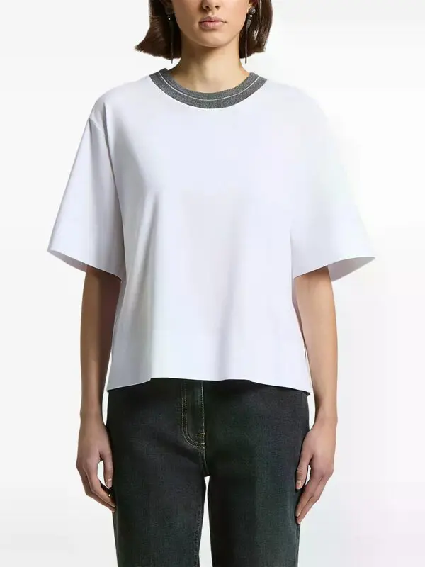 Peserico Contrast-trim Keyhole-back T-shirt