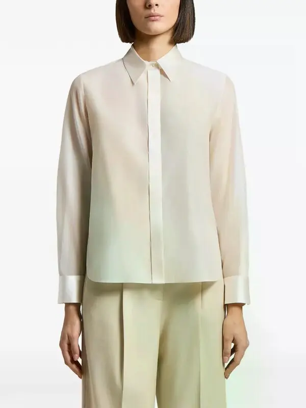 Peserico Long-sleeved Sheer Shirt - Neutrals