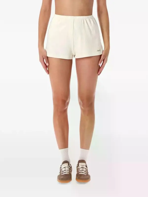 Sporty & Rich Ribbed-knit Logo-patch Shorts - Neutrals