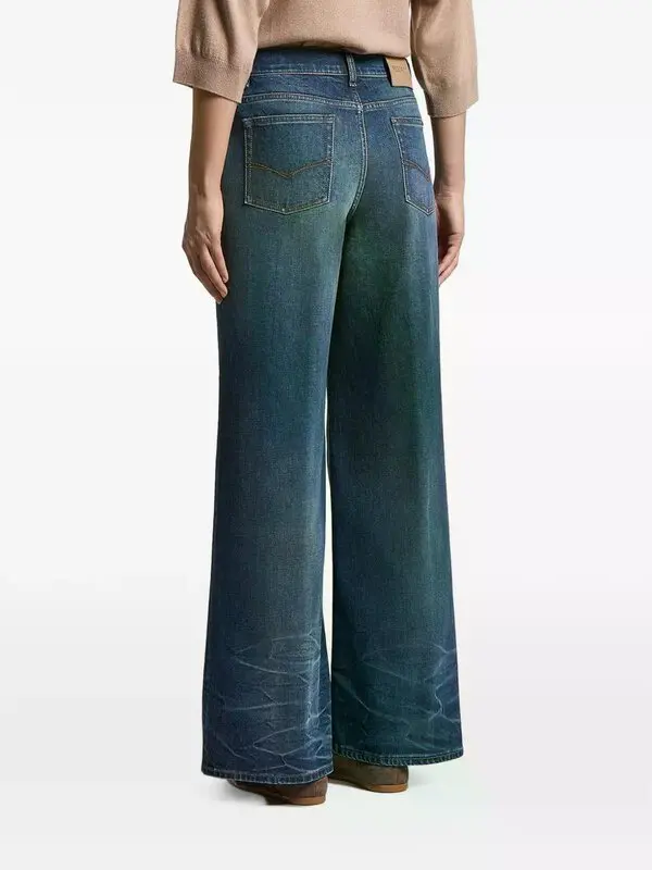 Peserico Whiskered Wide-leg Jeans