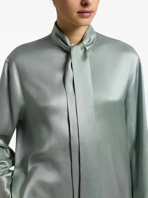 Peserico Pussy-bow Satin-finish Shirt