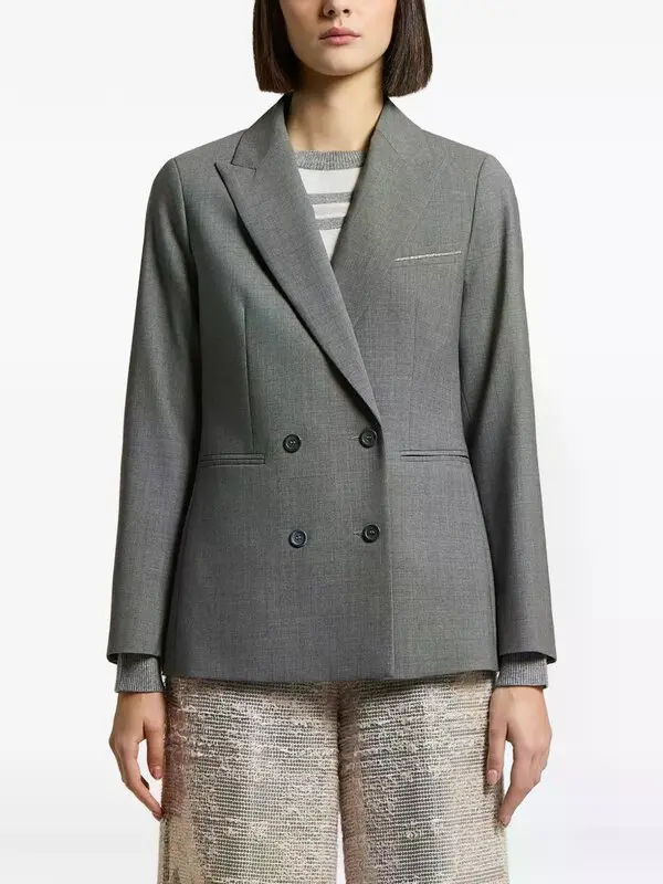 Peserico Double-breasted Peaked-lapel Jacket - Grey