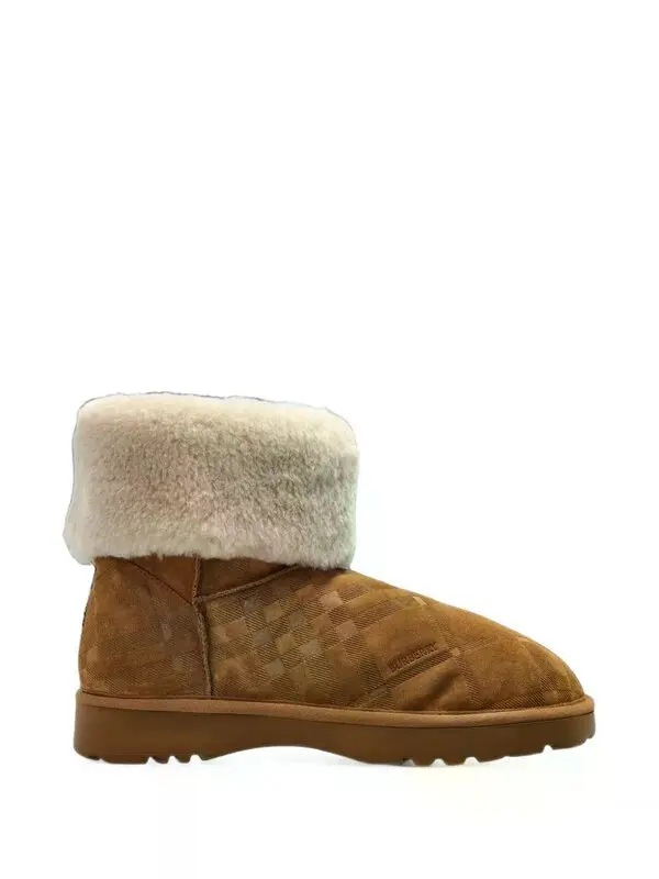 Burberry Check Shearling Flint Boots - Brown