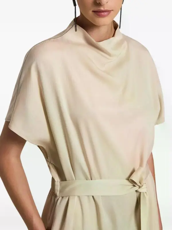 Peserico Belted High-neck Midi Dress