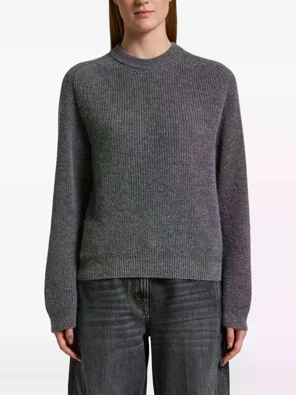 Peserico Sequin-embellished Ribbed-knit Sweater