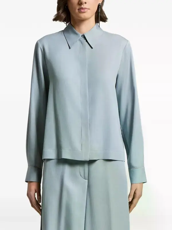 Peserico Point-collar Long-sleeved Shirt - Blue