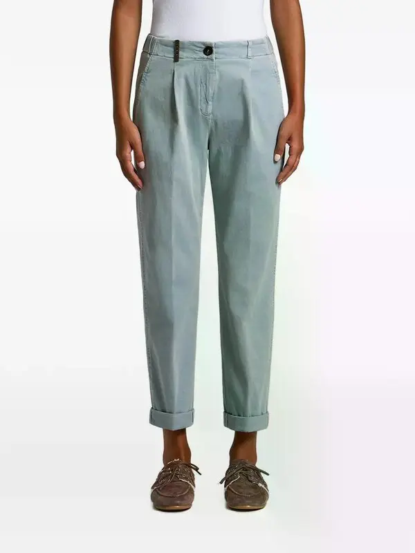 Peserico Pleated Turn-up Trousers - Blue