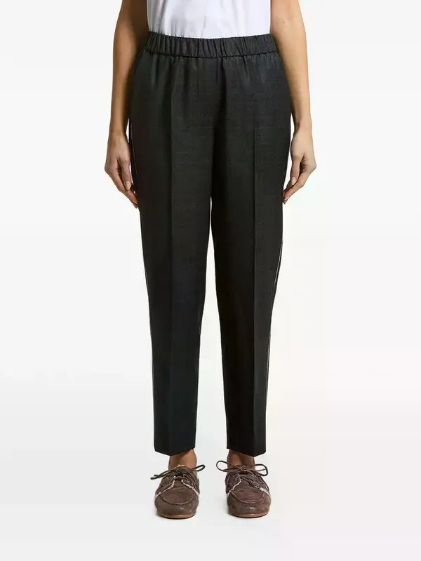 Peserico Check-pattern Stripe-detail Trousers - Blue