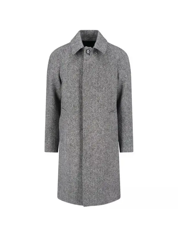 LARDINI Herringbone-pattern Wool Coat