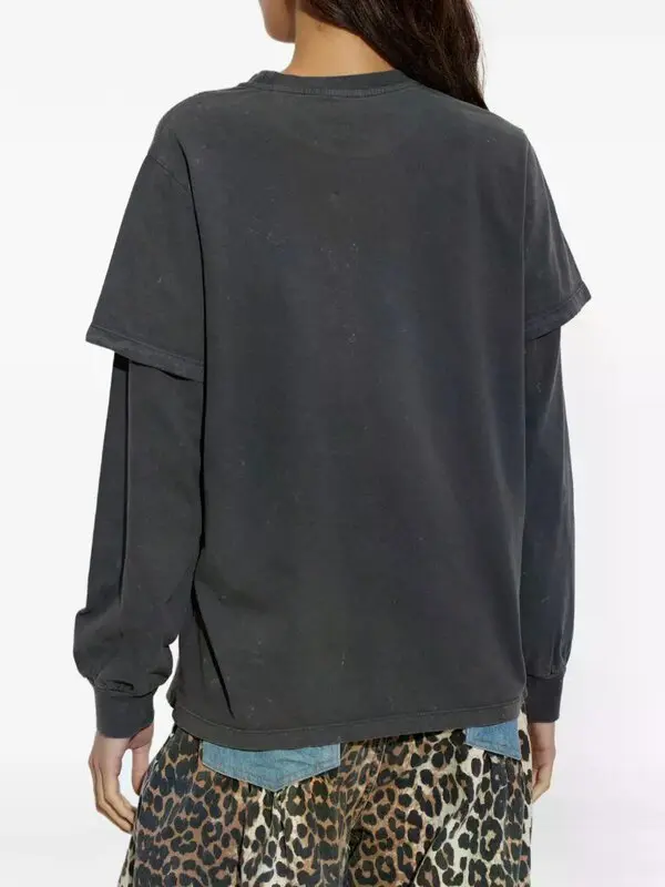GANNI Logo-print Layered-sleeve T-shirt