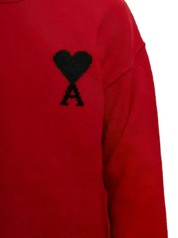 AMI Paris Crew-neck Wool Sweater With De Coeur
