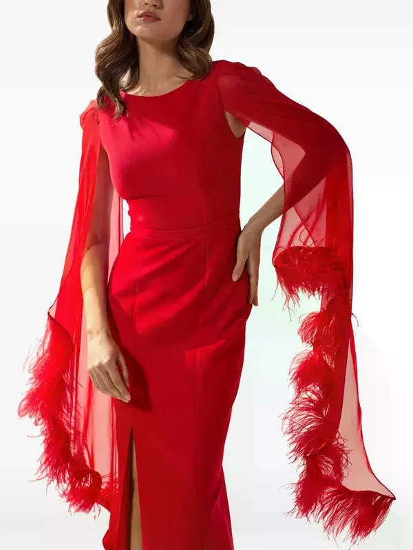 SILK LOVE & LACE Ginger Feather-trimmed Gown