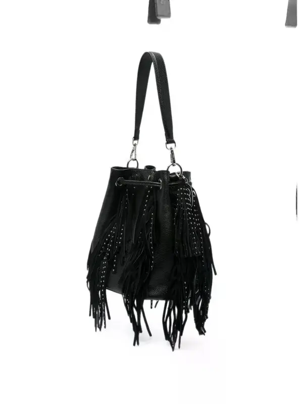 LA CARRIE Fringe-detail Studded Bucket Bag