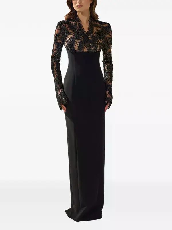 SILK LOVE & LACE Noemy Bead-embellished Gown - Black