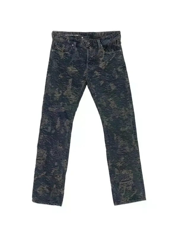 DIESEL® 1985 Laekee Distressed Jacquard-knit Jeans - Blue