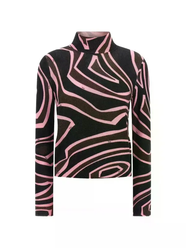 Emilio Pucci Labirinto Print High-neck Wool Sweater - Brown
