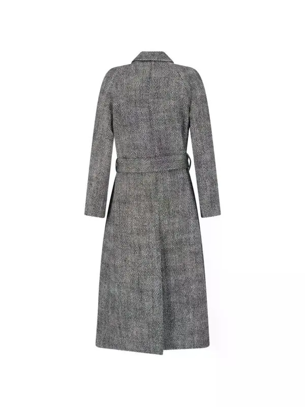 LARDINI Herringbone-pattern Belted Coat