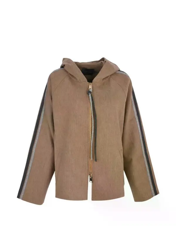 Lorena Antoniazzi Hooded Side-stripe Coat - Neutrals