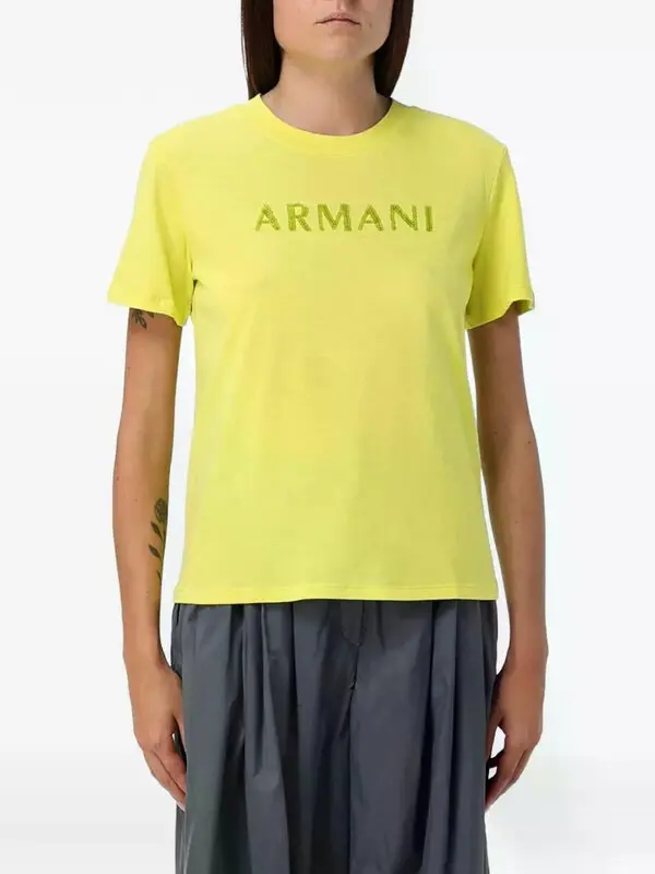Emporio Armani Sequin-logo T-shirt - Yellow
