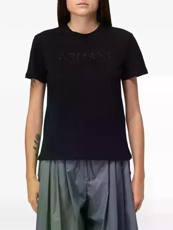 Emporio Armani Sequin-logo T-shirt - Black