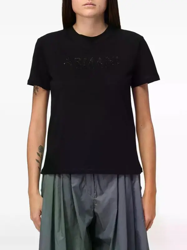 Emporio Armani Sequin-logo T-shirt - Black
