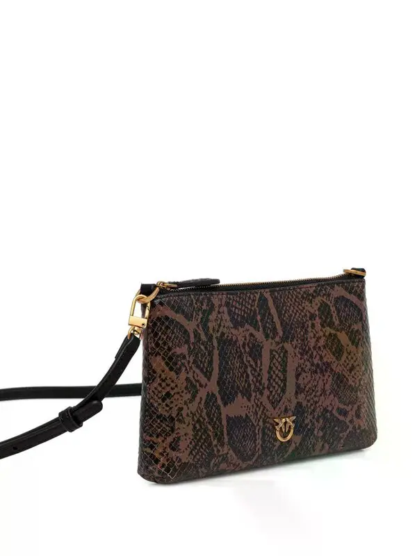Pinko Mini Flat Horizontal Crossbody Clutch In Python-print Leather