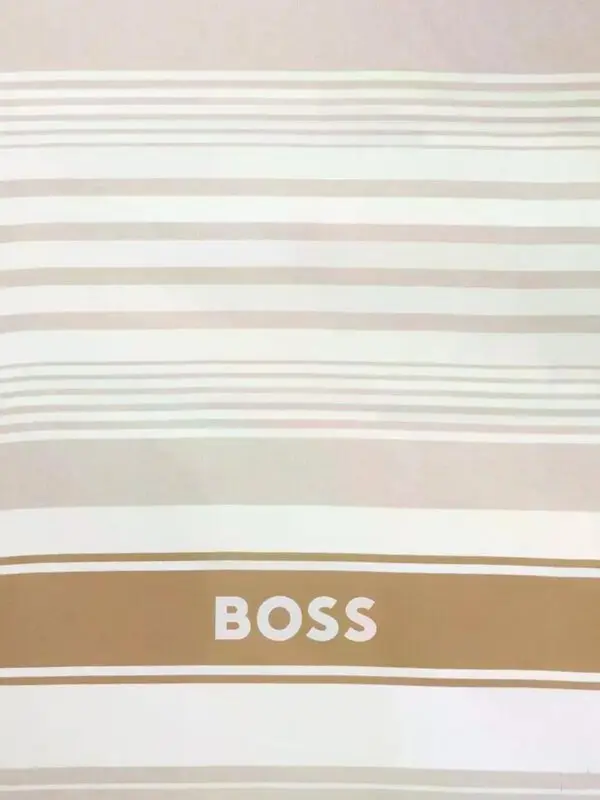 BOSS Fringed Logo Beach Towel In Cotton Jacquard