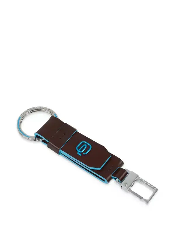 PIQUADRO Leather Carabiner Keyring - Brown