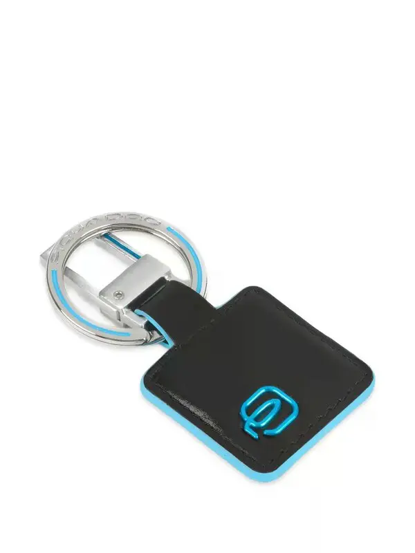 PIQUADRO Leather Carabiner Keychain - Black