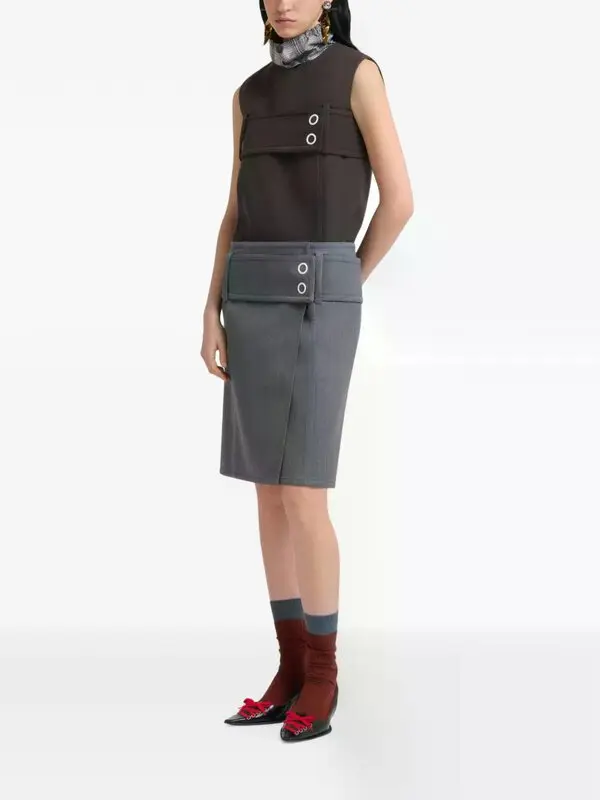 Marni Gray Wool Wrap Skirt With Wide Belt