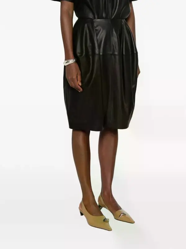 TOTEME Pleated Leather Midi Skirt