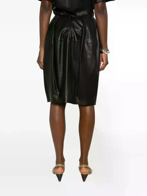 TOTEME Pleated Leather Midi Skirt