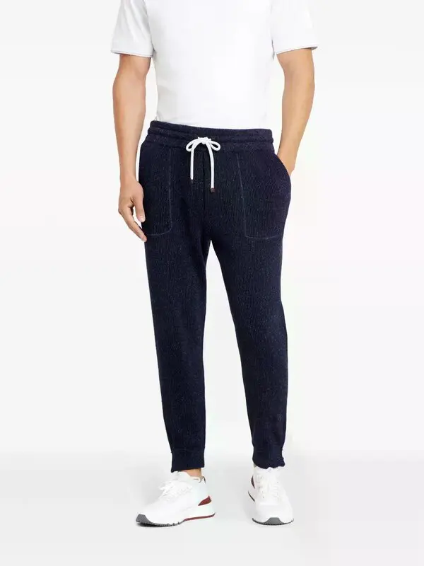 Brunello Cucinelli Ribbed-knit Cotton-blend Track Pants