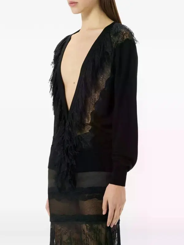 Blumarine Lace-trim Ruffled Cardigan