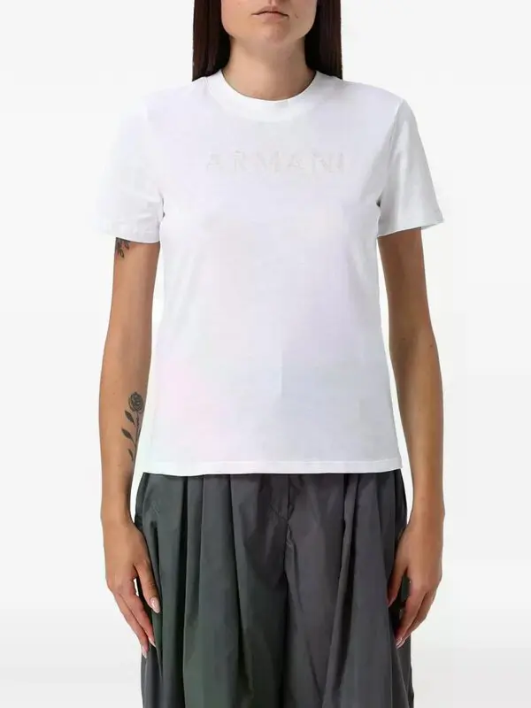Emporio Armani Sequin-logo T-shirt - White