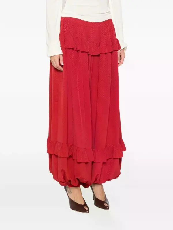 Chloé Ruffled Silk-jacquard Trousers