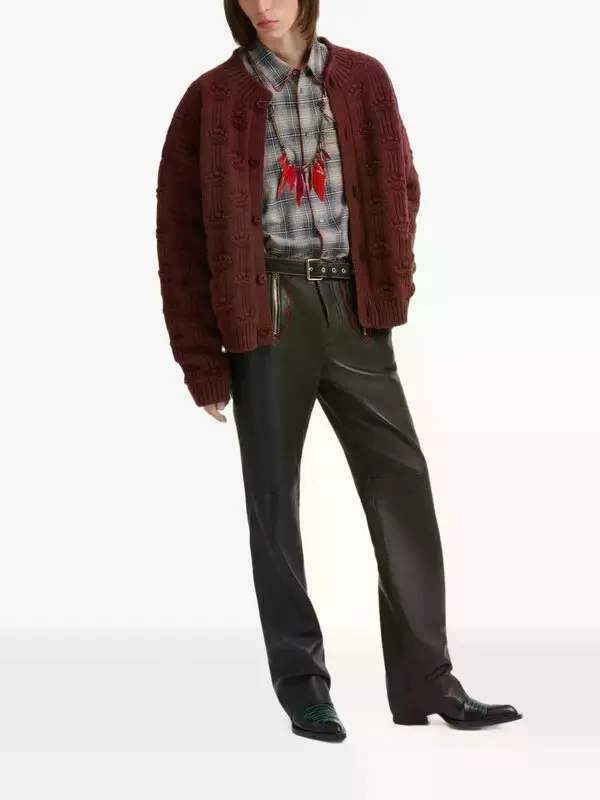 Marni Embroidered Panelled Leather Trousers